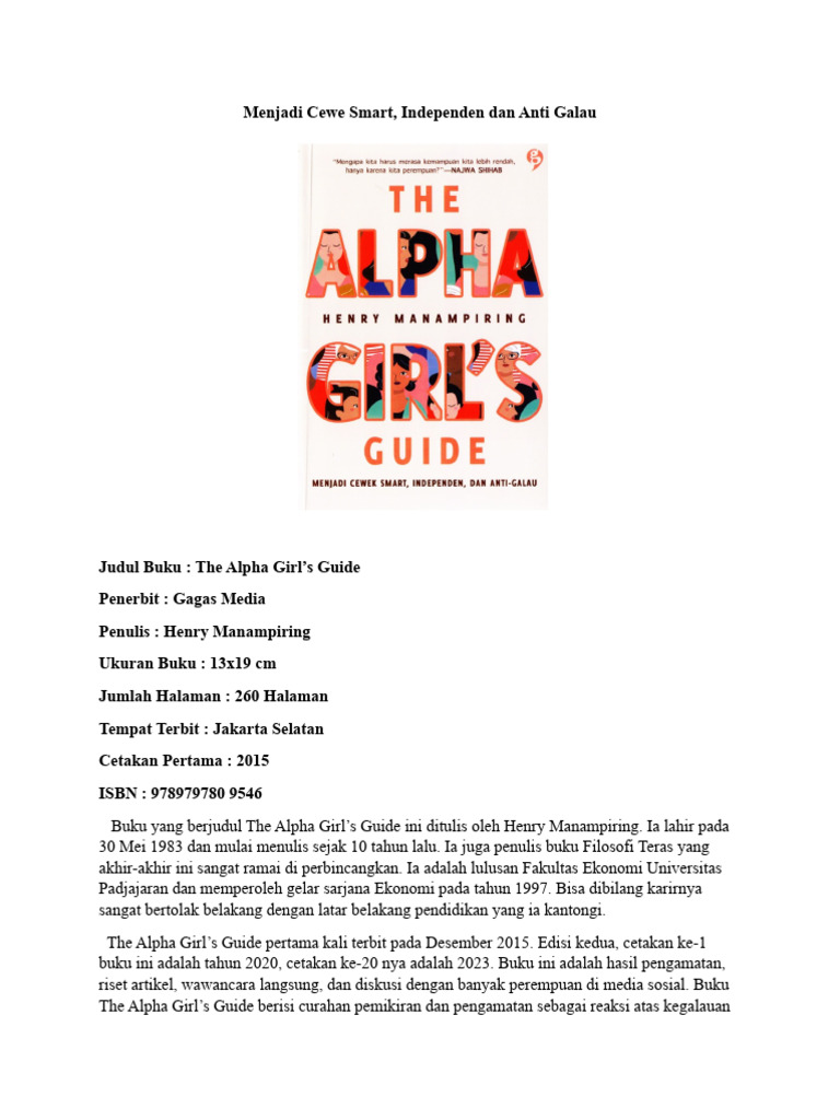 Resensi The Alpha Girl's Guide | PDF