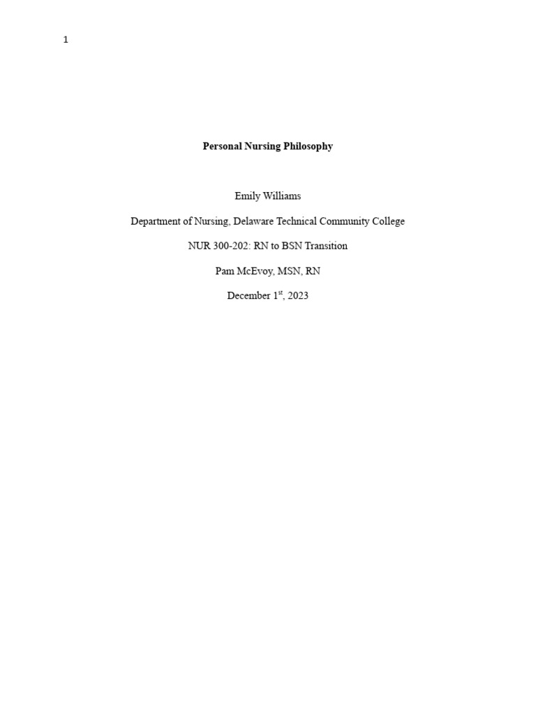 Personal Nursing Philosophy | PDF | Nursing | Patient