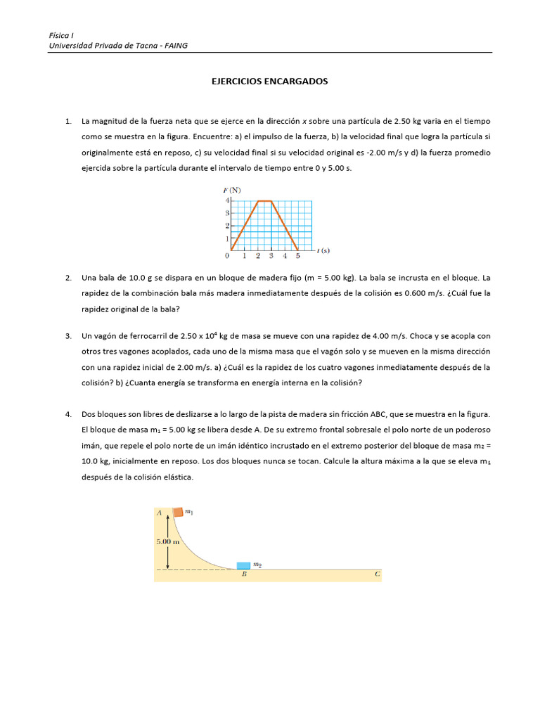 Ejercicios de Física I: Dinámica y Colisiones | PDF