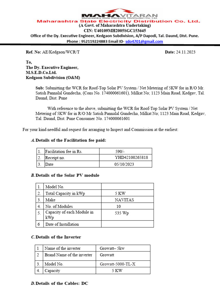 WCR Format | PDF | Electricity | Solar Energy