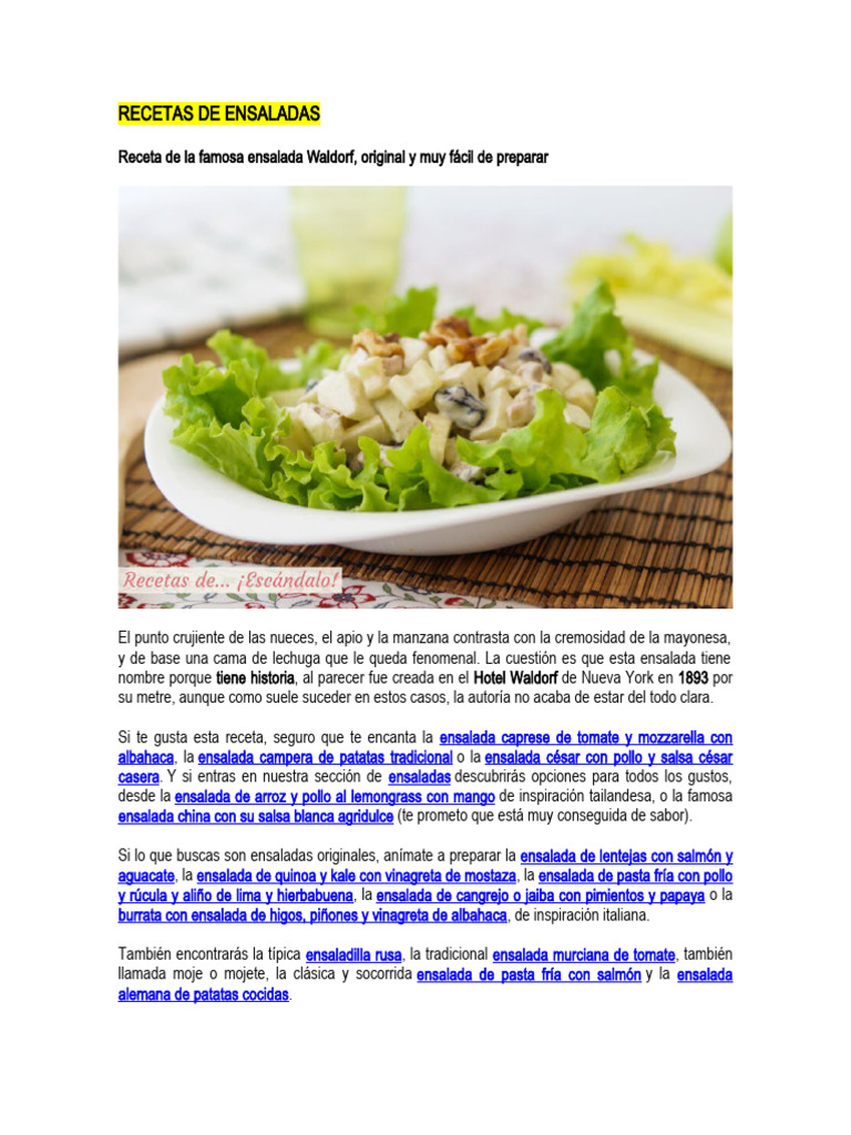 Recetas de Ensaladas | PDF | ensalada | Alimentos