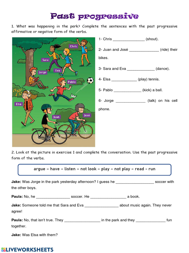 Past Progressive Exercises for Kids | PDF