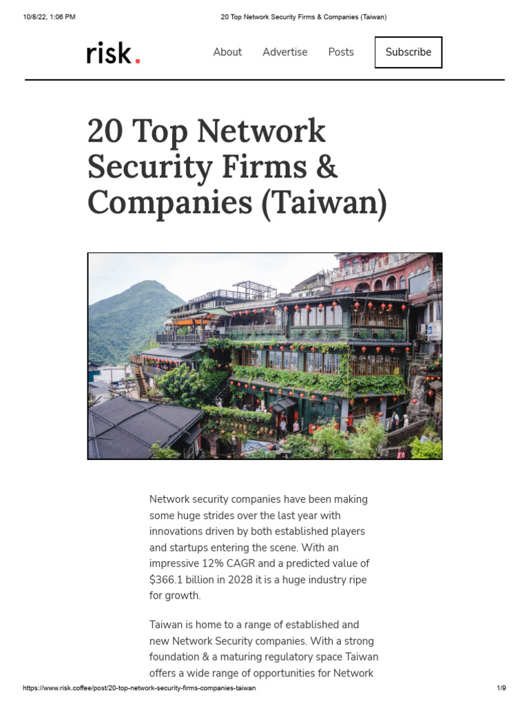 20 Top Network Security Firms & Companies (Taiwan) - 2022 by Risk | PDF ...