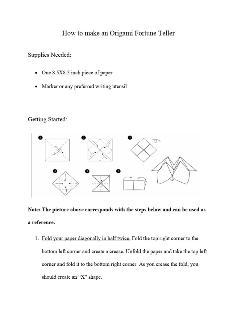 Fortune Teller Instructions Draft 1 Pdf