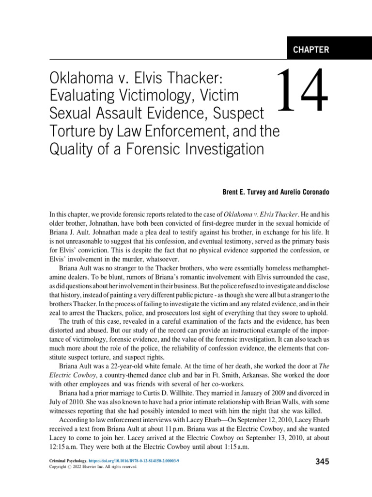 Chapter 14 Oklahoma V Elvis Thacker Evaluating Victimology 2022 Crimin | PDF | Torture ...
