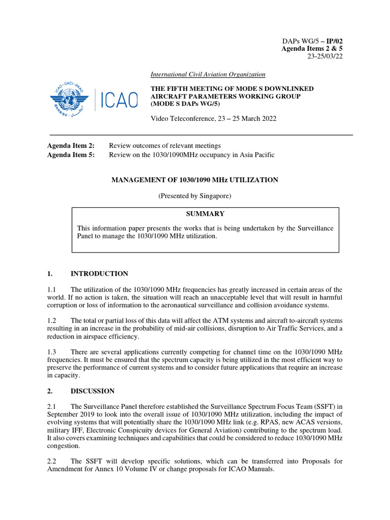 IP02 - SGP AI.2 and 5 - Management of1030-1090MHz Utilization | PDF ...