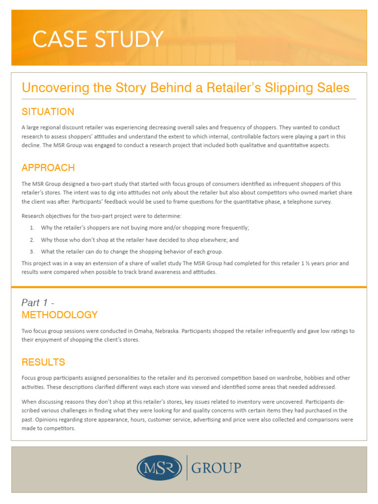 Retail Case Study | PDF | Retail | Focus Group