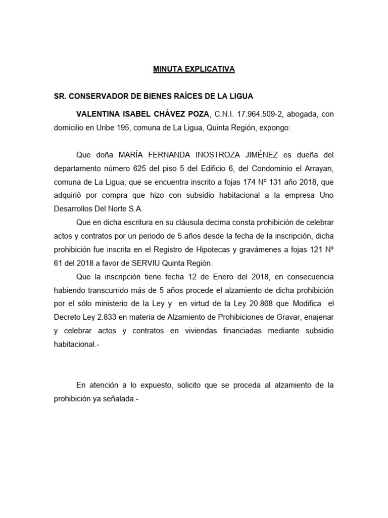 Minuta CBR Alzamiento Condominio Arrayan | PDF