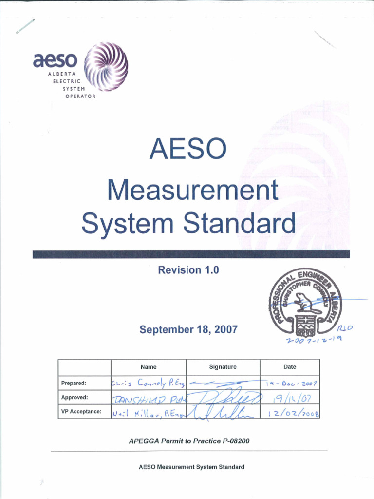 AESO Measurement System Standard1 | PDF | Verification And Validation ...