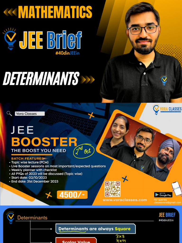 Determinants by NV Sir - JEE Brief | PDF | Determinant | System Of Linear Equations