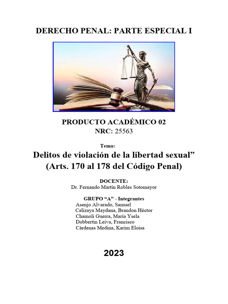 Pa 3 - Derecho Penal - Parte Especial I | PDF | Violación | Derecho penal