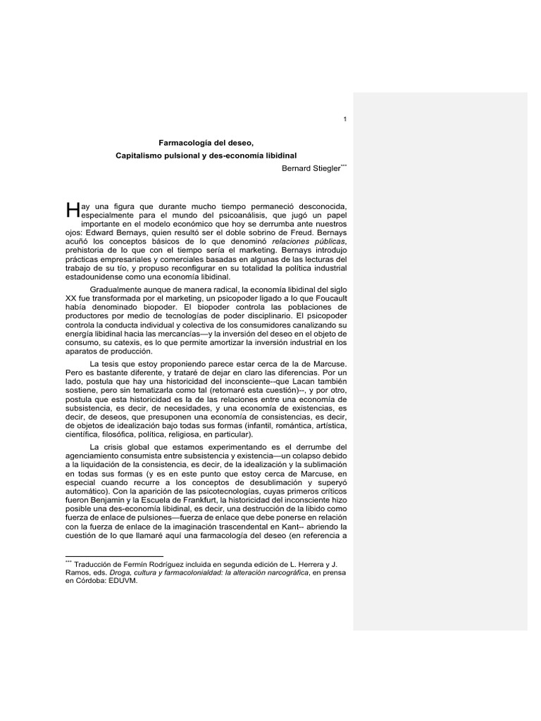 Farmacología del deseo y economía libidinal | PDF | Jacques Lacan ...