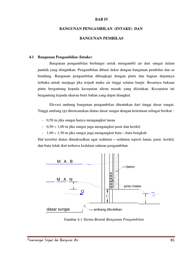 Desain Bangunan Intake dan Pembilas | PDF