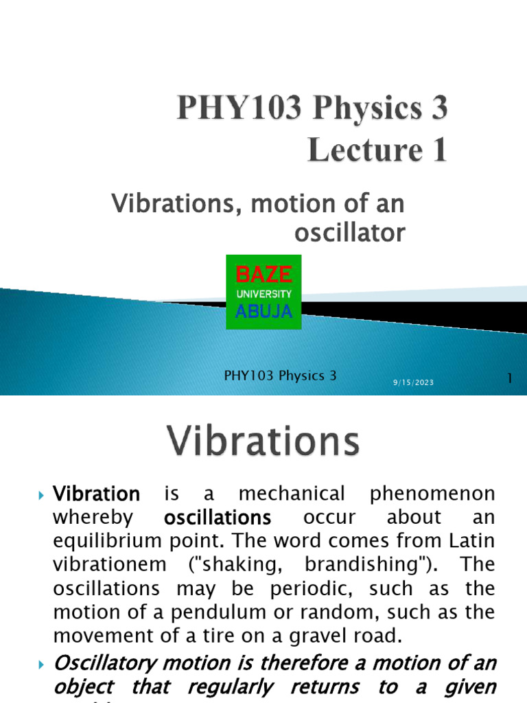 Phy Lecture 1 | PDF | Oscillation | Damping