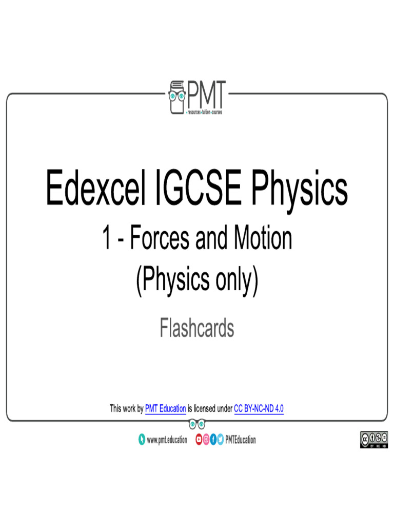 Flashcards - Topic 1 Forces and Motion (Physics Only) - Edexcel Physics ...
