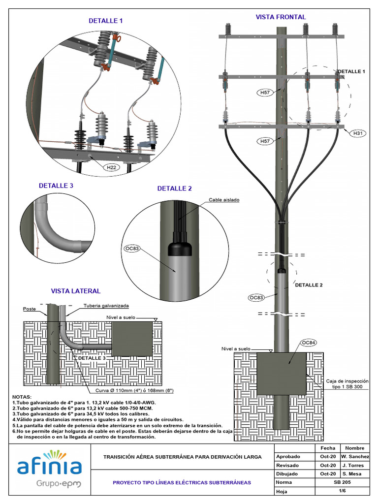 Transición Aérea Subterránea SB 205 | PDF | Electricidad ...