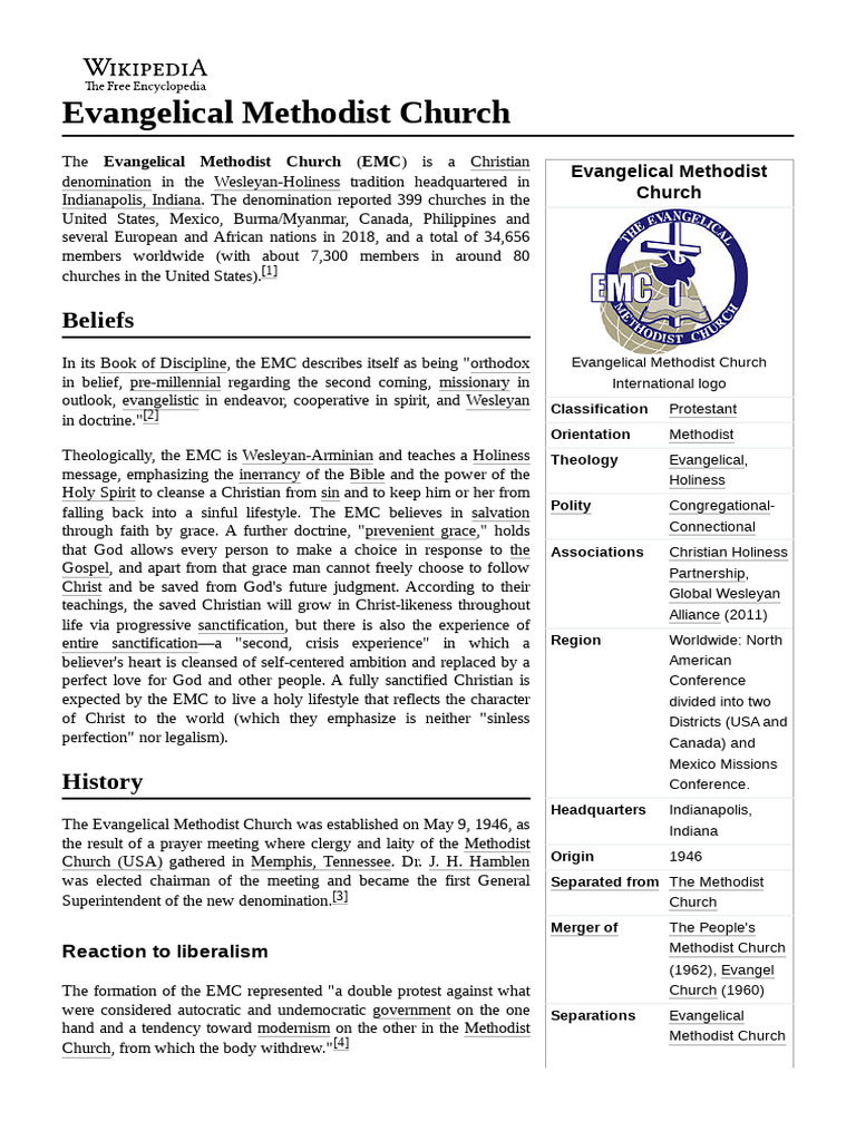 Evangelical Methodist Church | Download Free PDF | Holiness Movement | Methodism