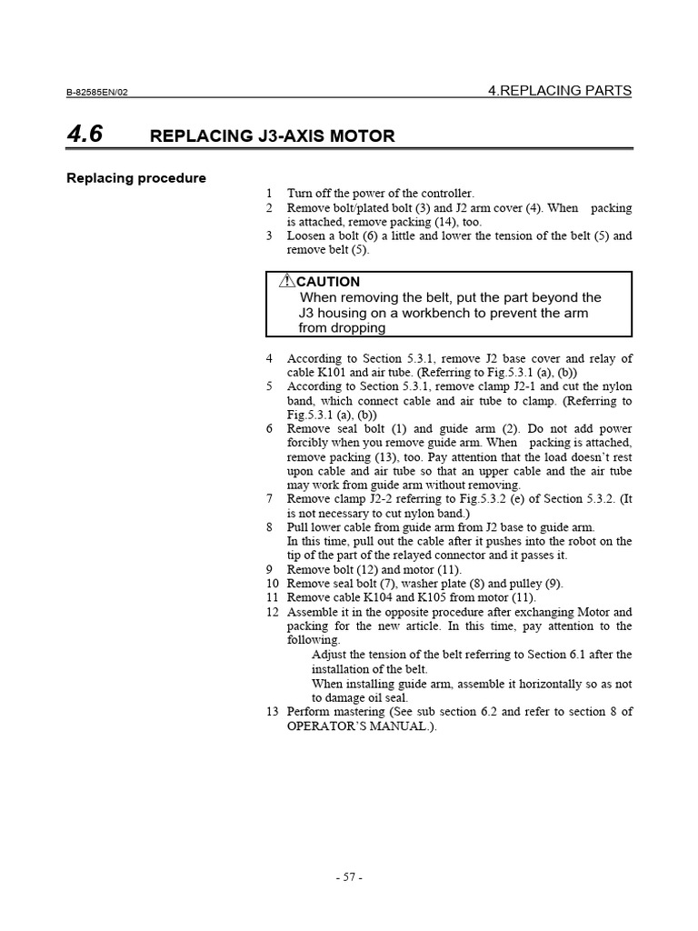 Fanuc R30iA LR Mate 200 IC J3 Motor and Reducer Replacement | PDF ...
