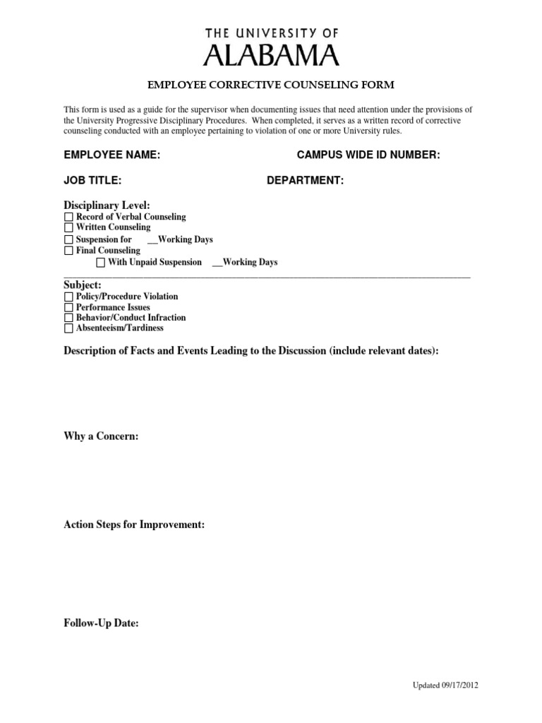 Employee Corrective Counseling Form | Download Free PDF | Justice ...