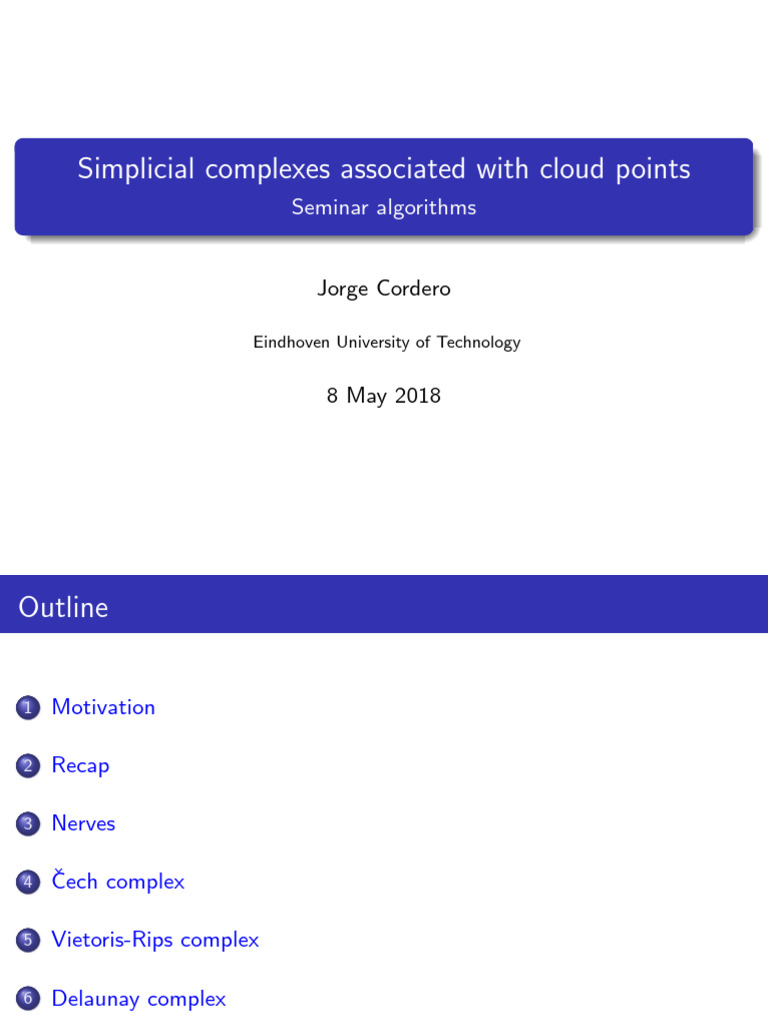 Simplicial Complexes For Clouds Of Data Pdf Mathematics Space