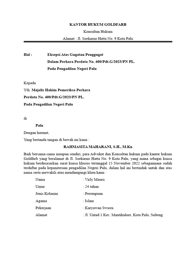 Eksepsi Perdata | PDF | Hukum