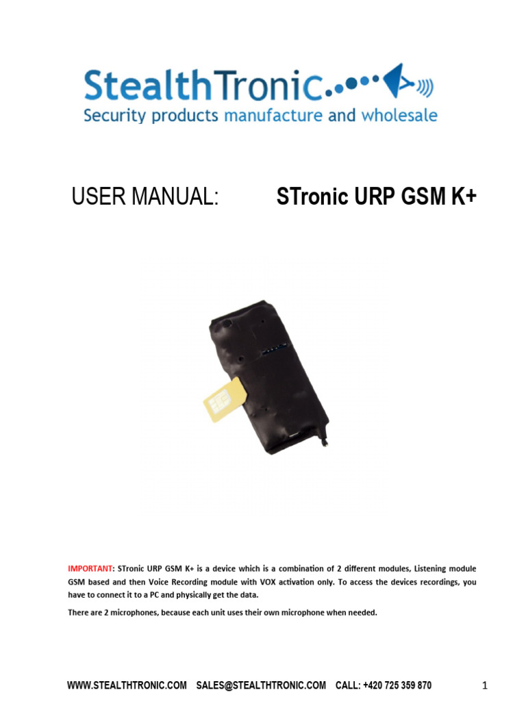 Manual de Utilizare Microfon Spion URP-K GSM 8GB 2 Microfoane | PDF ...
