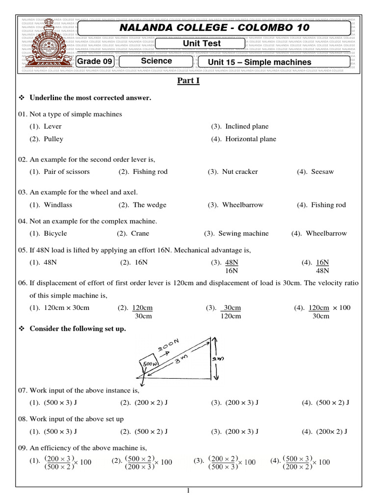 Science Eng Grade 09 Unit 15-2 | PDF | Machines | Applied And Interdisciplinary Physics