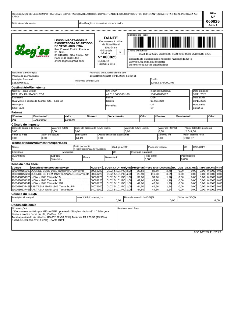 Nota de Entrada | PDF | Recibo | Comércio