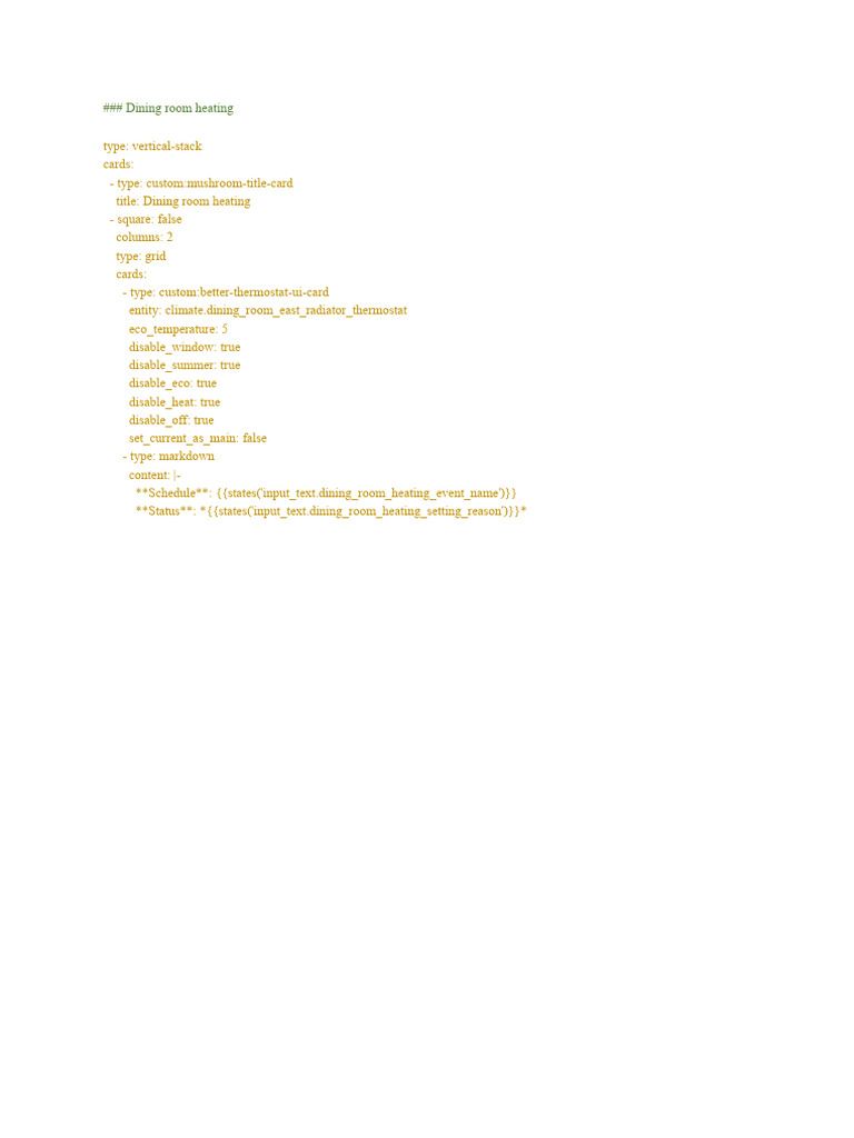 Heating X Code Generator For Dashboard Cards - 1 Thermostat | PDF ...