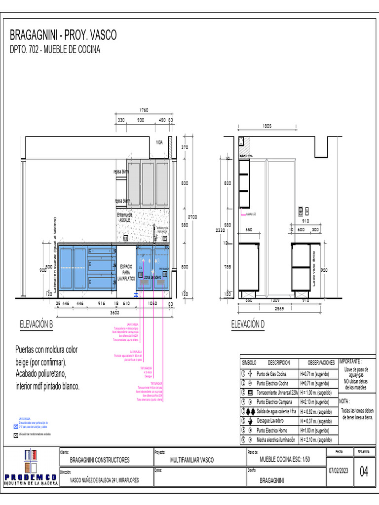 Bragagnini - Proy. Vasco: Dpto. 702 - Mueble de Cocina | PDF