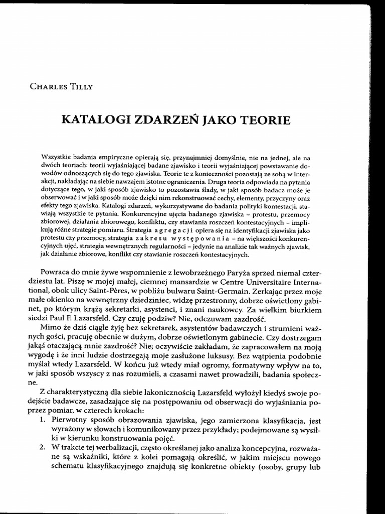 Tilly Katalogi Zdarzeń Jako Teorie | PDF