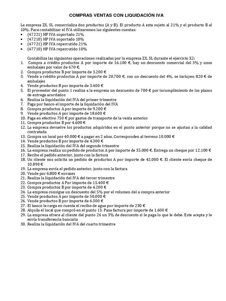 Ejercicio Liquidación IVA | PDF | Factura | Dinero Ejercicio Liquidación IVA | PDF | Factura | Dinero