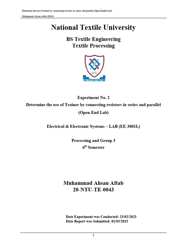 Lab 2 EE 43 | PDF | Series And Parallel Circuits | Resistor