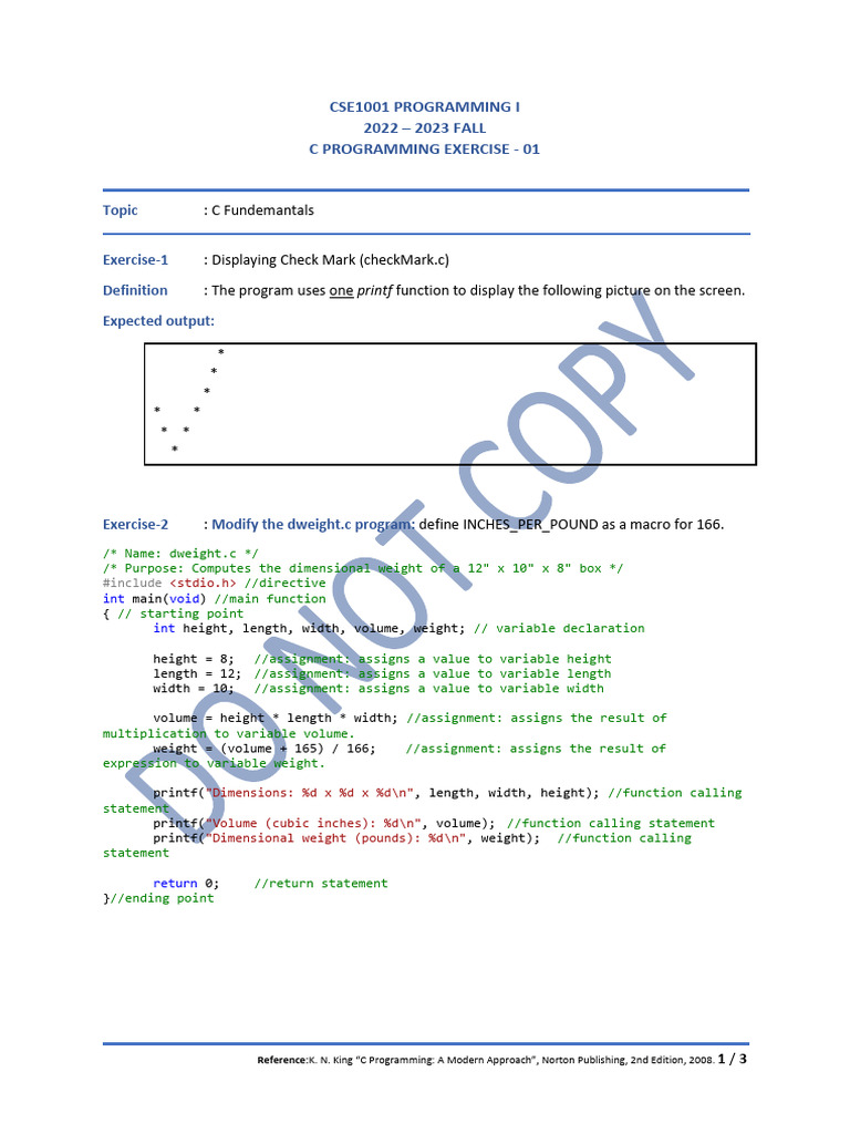 C Programming Exercise-01 | Download Free PDF | Volume | Length C Programming Exercise-01 | Download Free PDF | Volume | Length