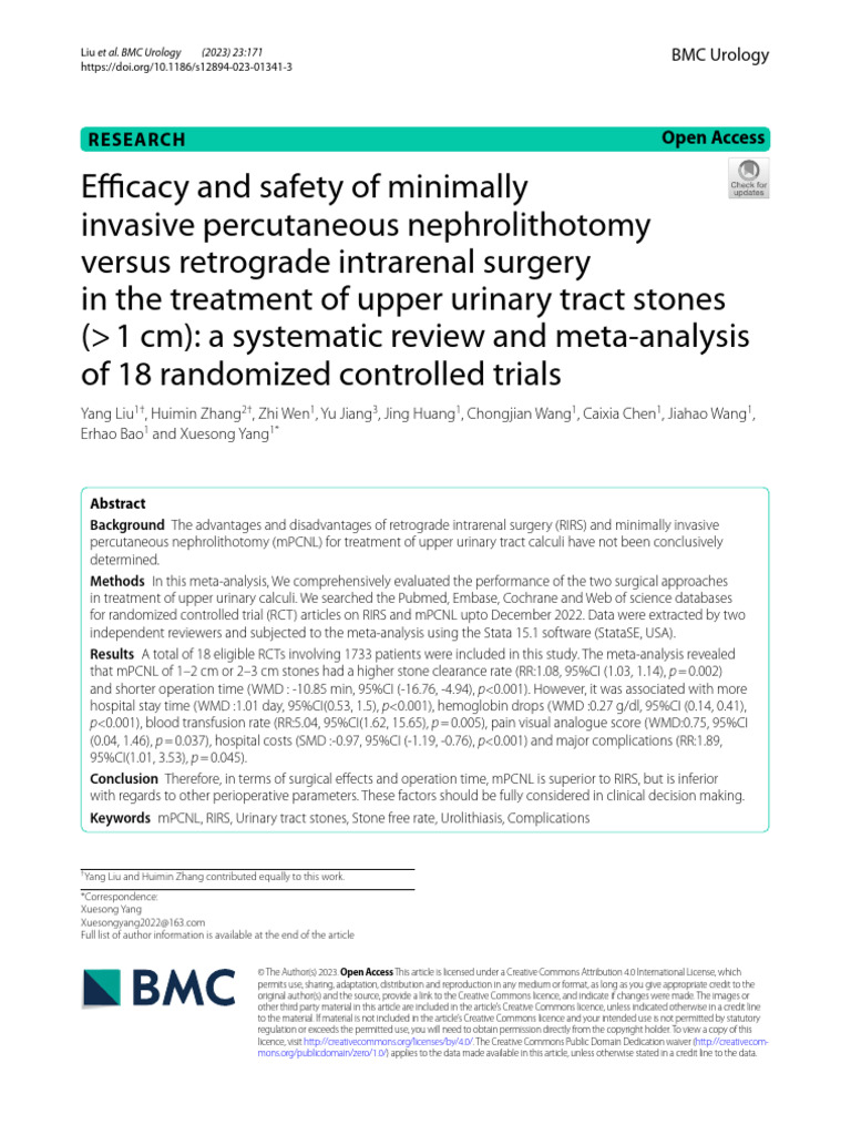 2023 BMC Urology | PDF | Randomized Controlled Trial | Systematic Review
