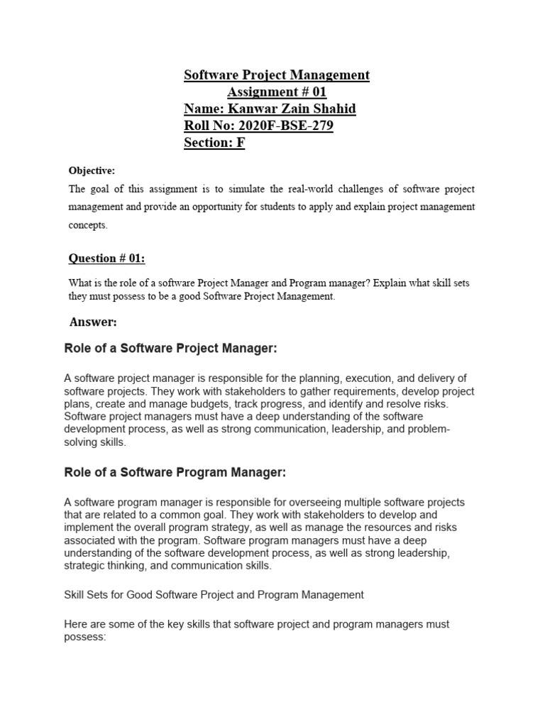 Software Project Management Assignment 1 | PDF | Microsoft | Project ...