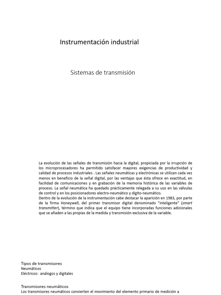 Transmisores industriales: neumáticos y digitales | PDF | Red de ...