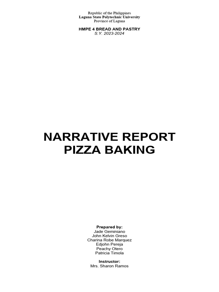 Narrative Report - Pizza Baking | PDF | Dough | Baking