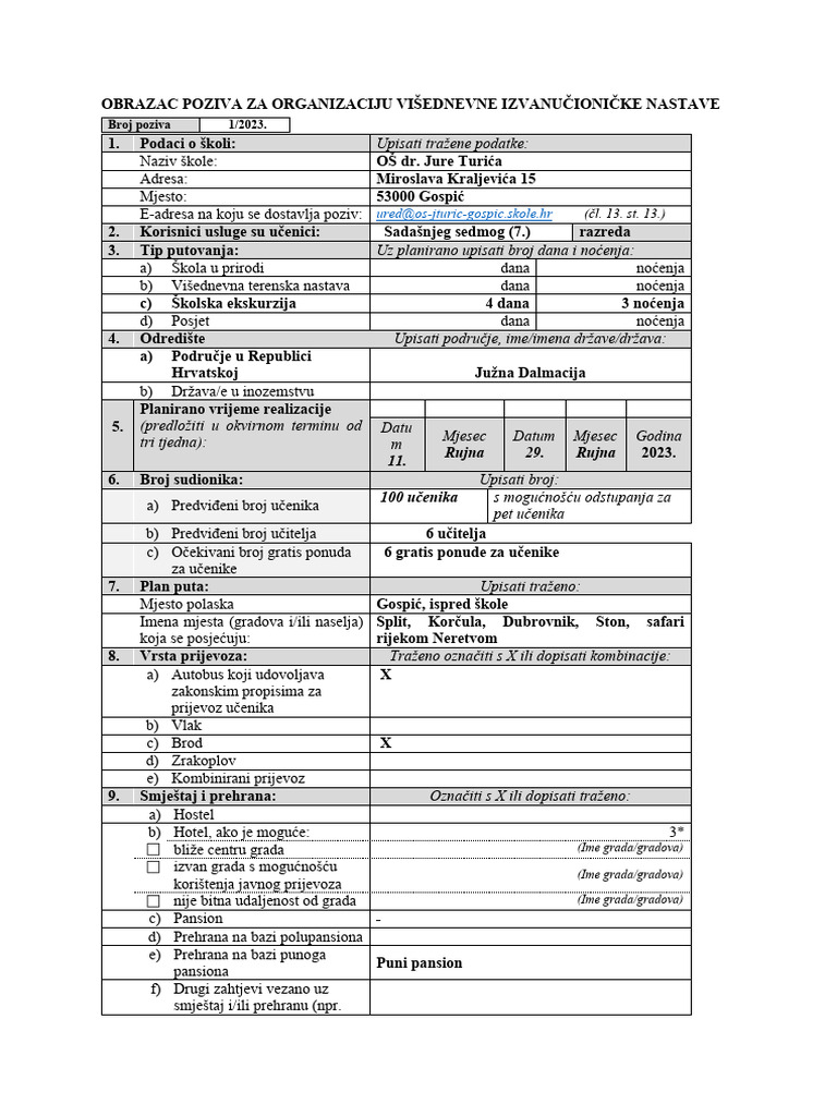 Obrazac Javnog Poziva Rujan 2023 | PDF