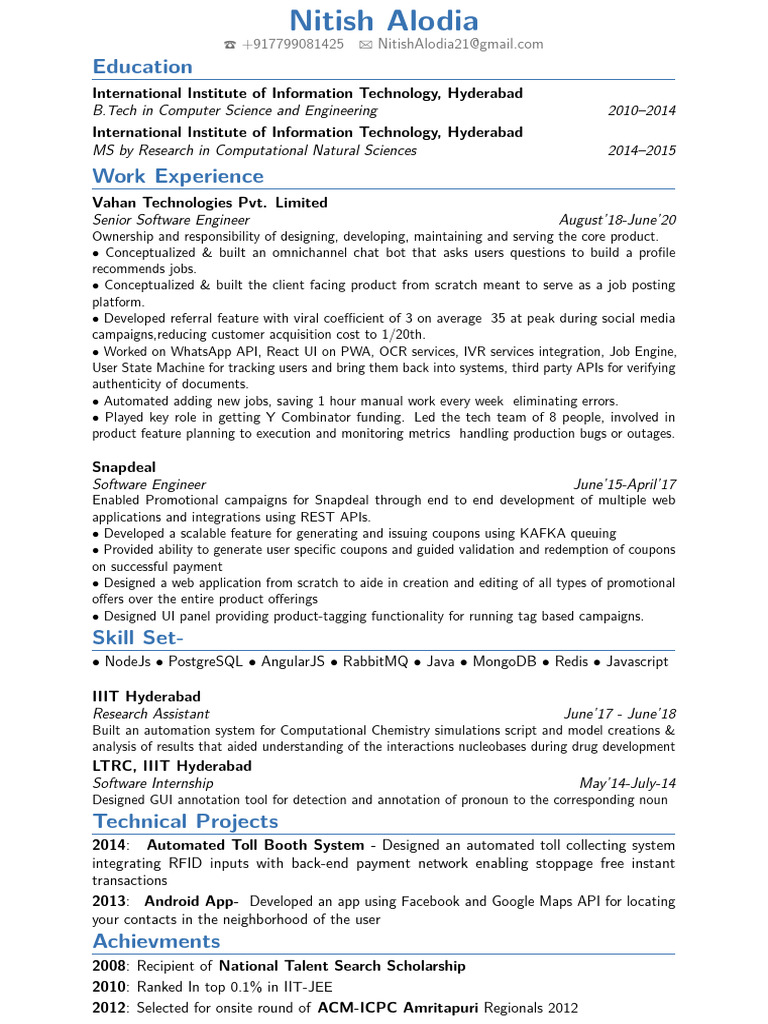 Nitish-Resume | PDF | Web Application | Software