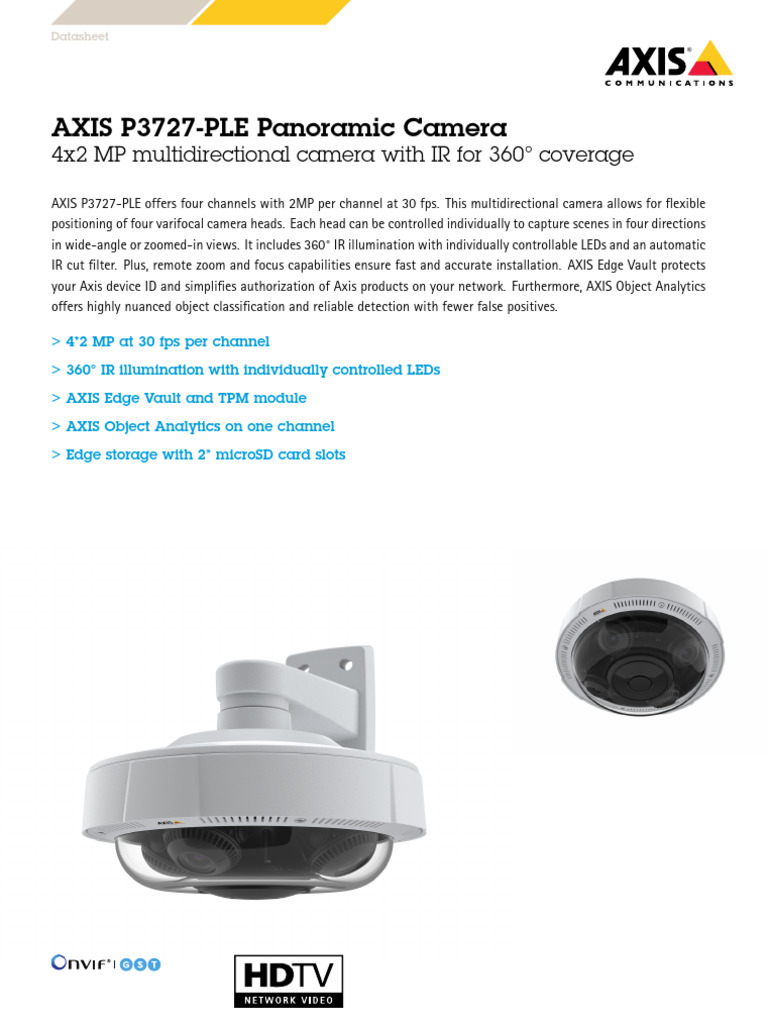 Datasheet Axis p3727 Ple Panoramic Camera en US 367659 | PDF | Camera ...