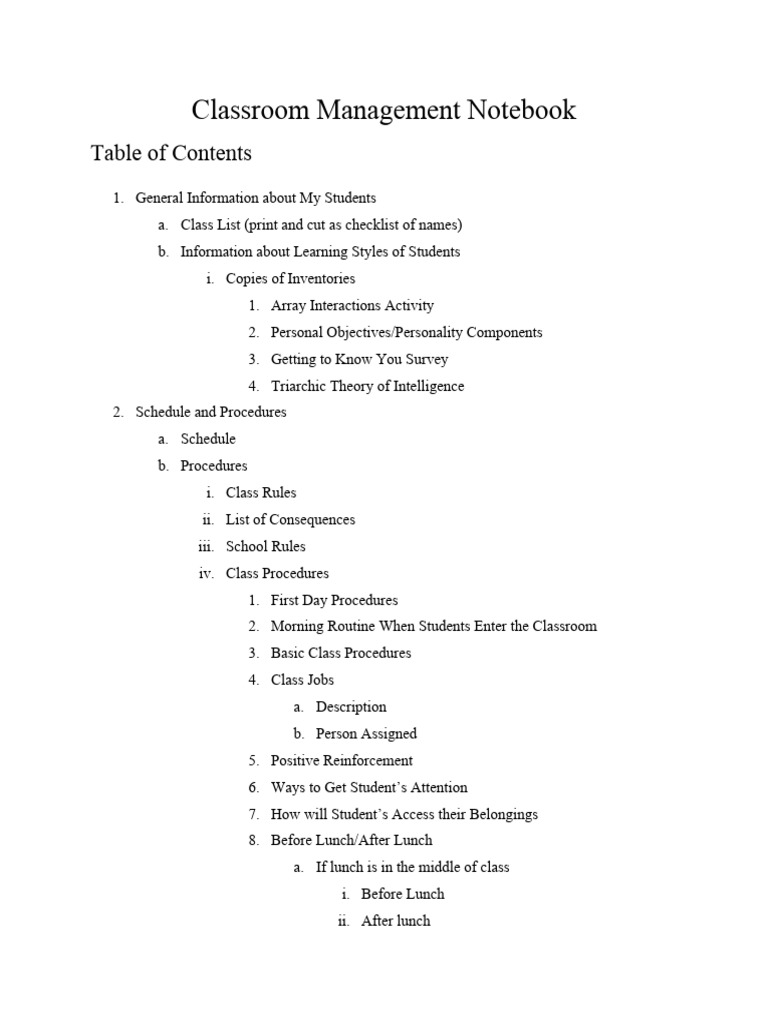 Classroom Management Notebook Final 12-14-2021 | PDF | Classroom | Teachers