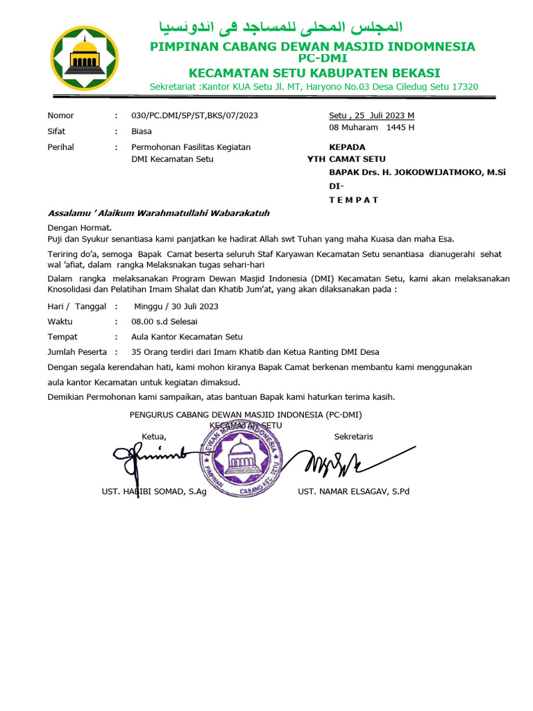 Surat Permohonan Fasilitas | PDF Surat Permohonan Fasilitas | PDF