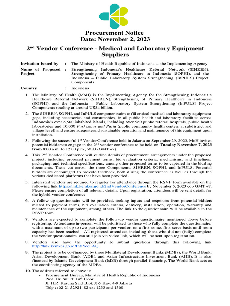 V3 File 1 - 2nd Vendor Conference Announcement | PDF | Health Care ...