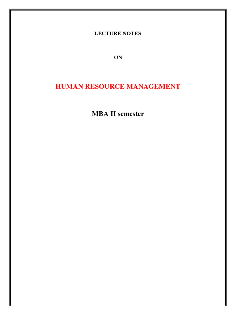 HRM Notes Mba II Sem | PDF | Human Resource Management | Human Resources