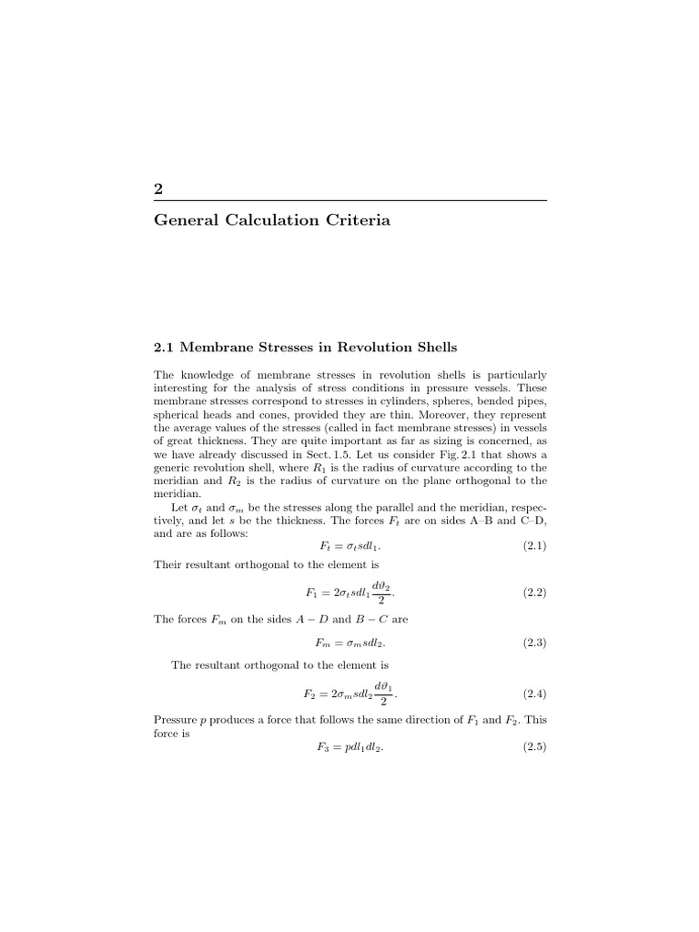 2 General Calculation Criteria: 2.1 Membrane Stresses in Revolution Shells | PDF | Sphere ...