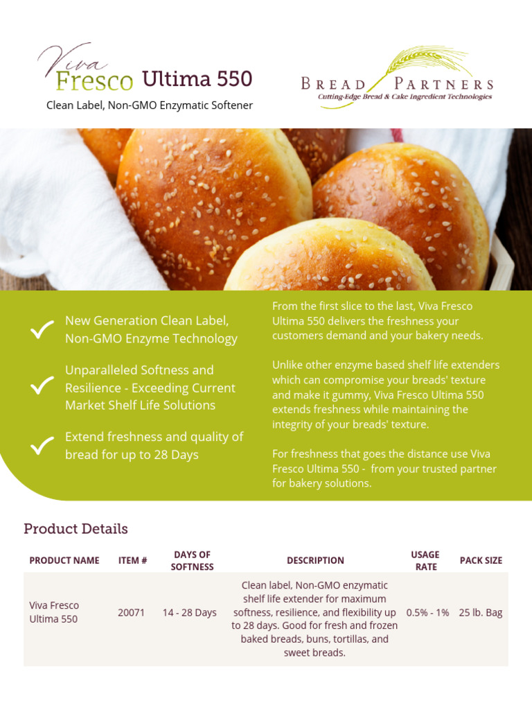 Viva Fresco Ultima 550 - Sell Sheet (Compressed) | PDF | Breads | Shelf ...