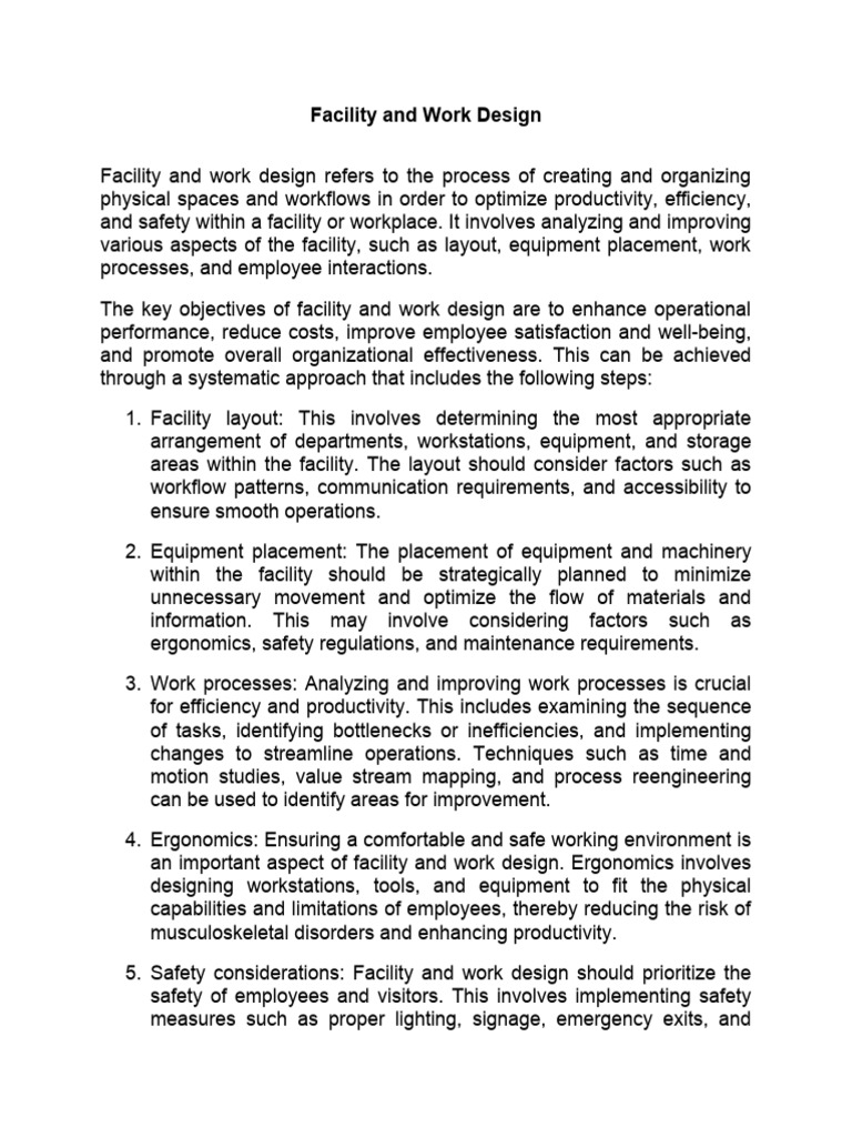 Facility and Work Design | PDF | Human Factors And Ergonomics | Business