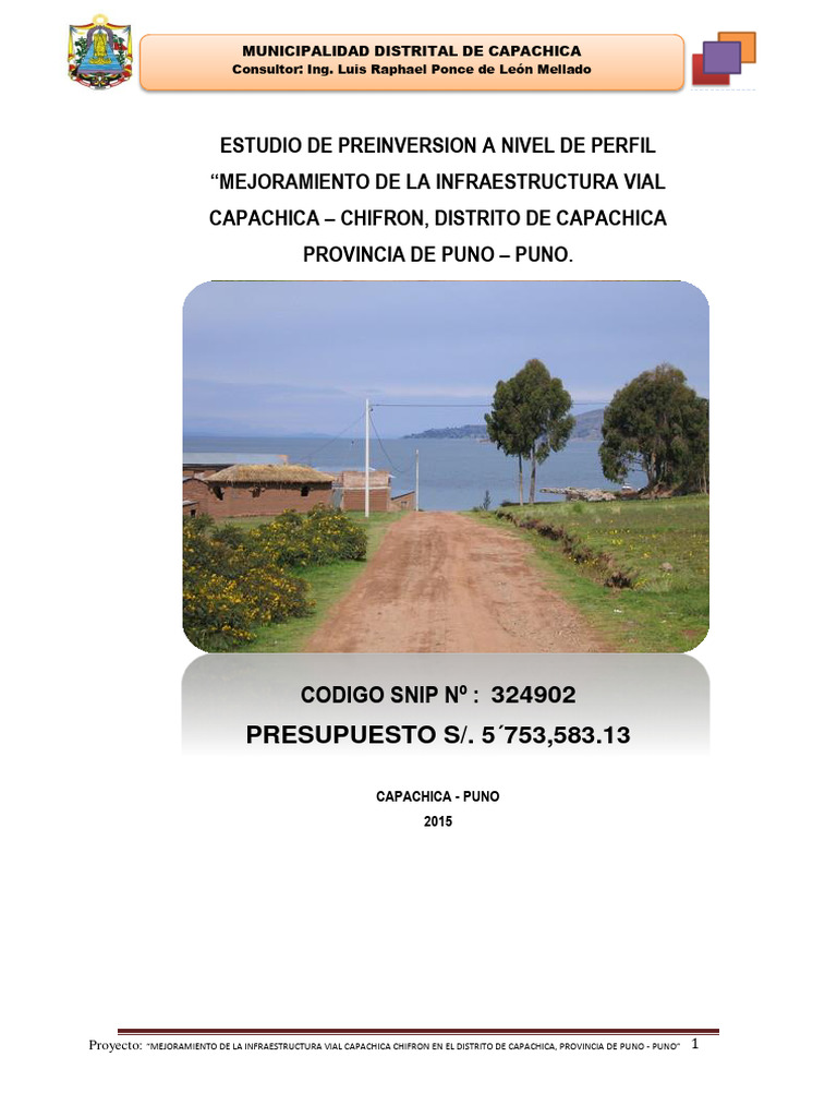 Carretera Capachica - Chifron V1.2 | PDF | Infraestructura | Agua