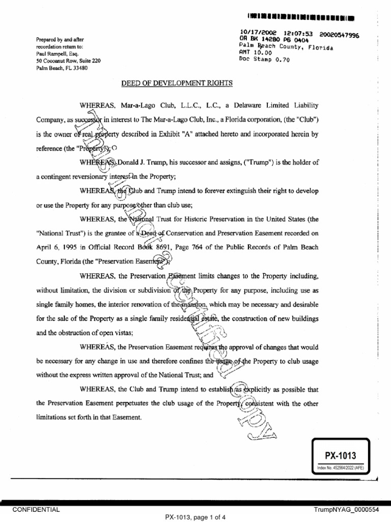 Mar-a-Lago Deed of Development Rights | PDF | Common Law | Law And ...